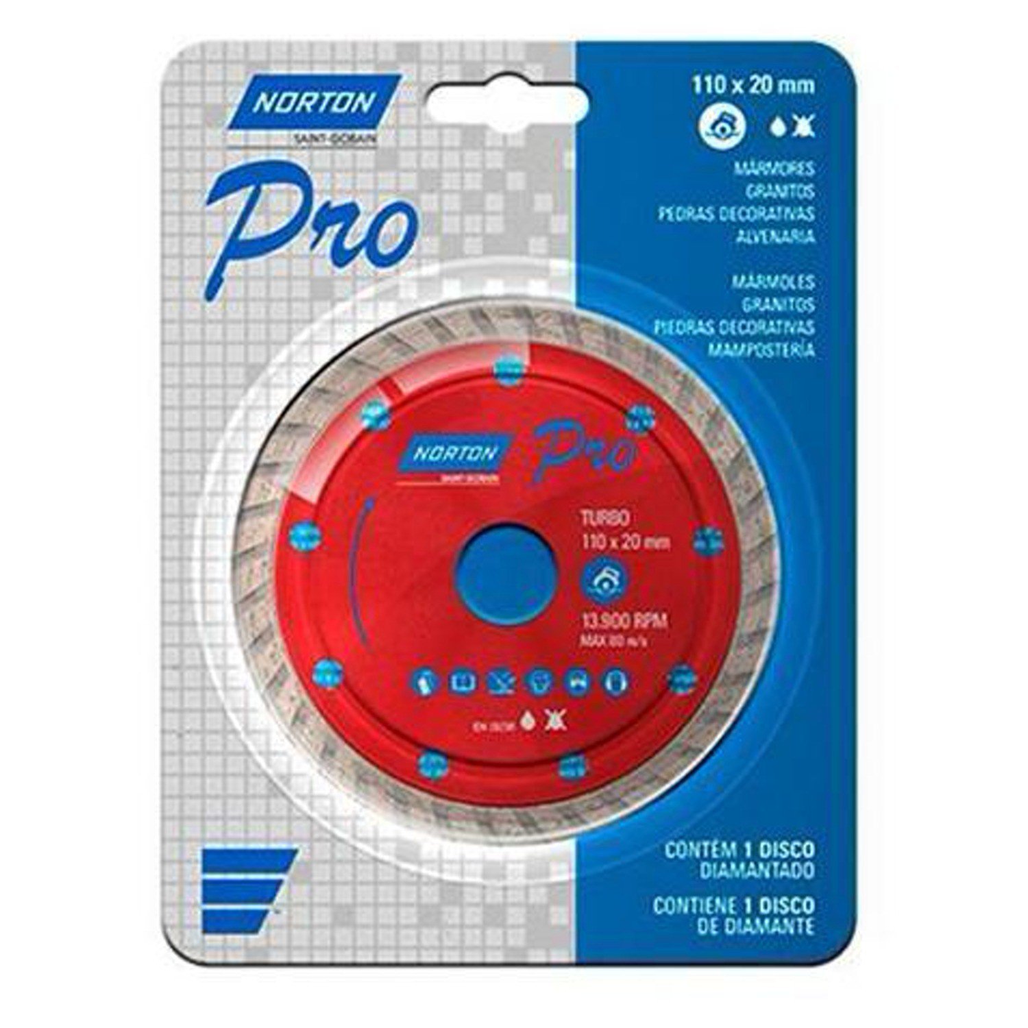 Disco de Corte Diamantado Norton 110X8X20 Turbo Pro110 - Lojas Quero-Quero